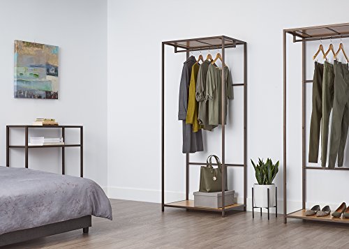 TRINITY Garment Rack with Bamboo Shelves for Clothing Storage, Closet Organization for Home, Apartment, Bedroom, Dorm Room and More, Modular Design, Bronze Poles, 30β W x 20β D x 72β H