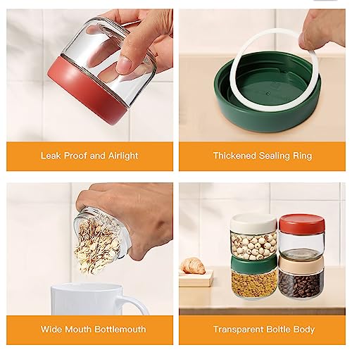 MR.KIANGCI 4 Pack 10oz Glass Jar with Lid,Leak Proof Glass Jars for Overnight Oats,Reusable Small Mason jars Overnight Oats Jars for Fruit, Salad, Dressing, Snacks Cereal,Sauce,Cerea,Sugar,Beans