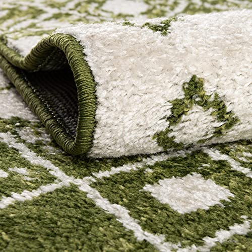 Rugs.com Moroccan Trellis Collection Rug β 6' x 9' Ivory Green Medium Rug Perfect for Bedrooms, Dining Rooms, Living Rooms