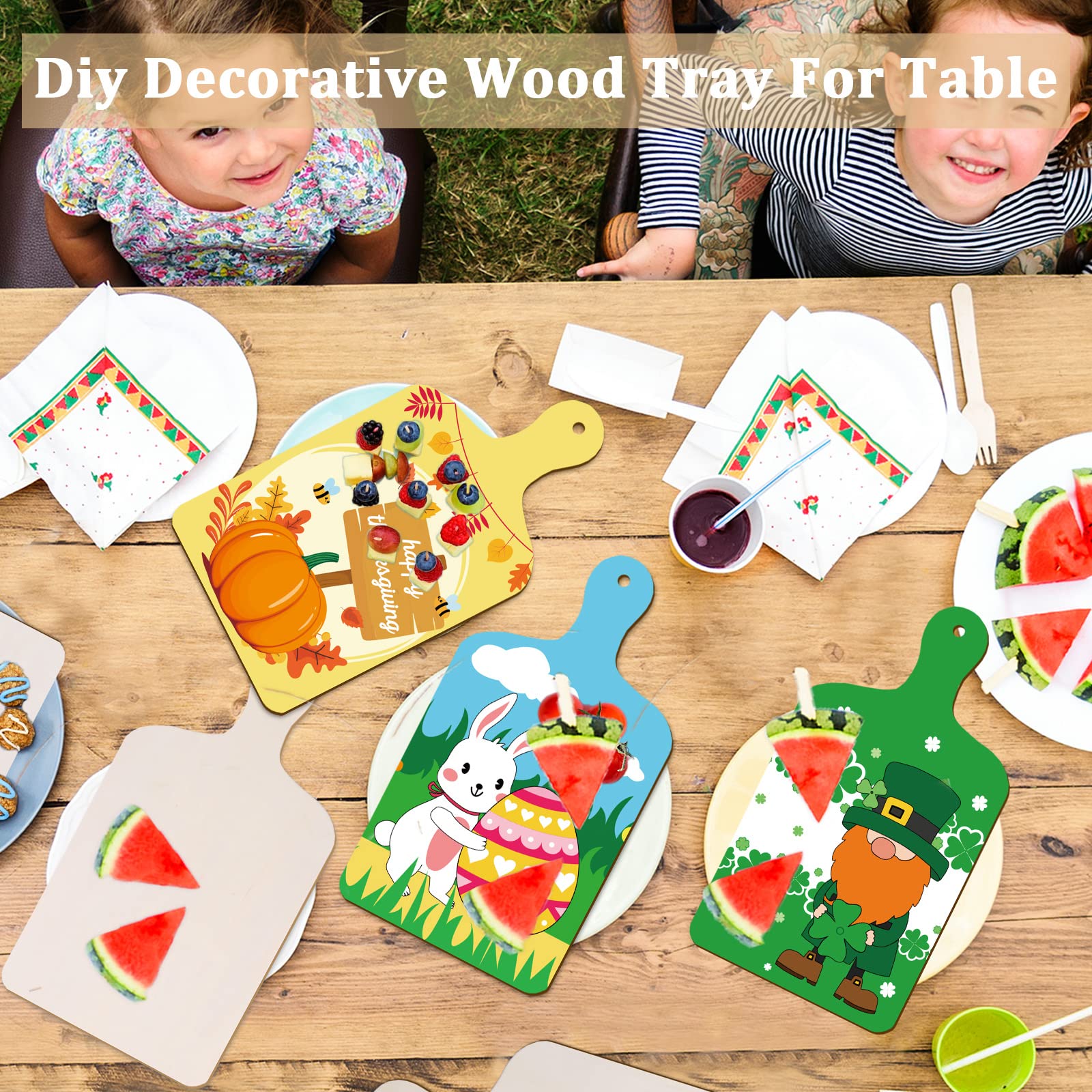 Mini Wooden Cutting Board Small Charcuterie Boards for Craft with Handle Unfinished DIY Cooking Board for Kitchen Decor Vegetable Fruit Supply(11.8 x 6.3 Inch)
