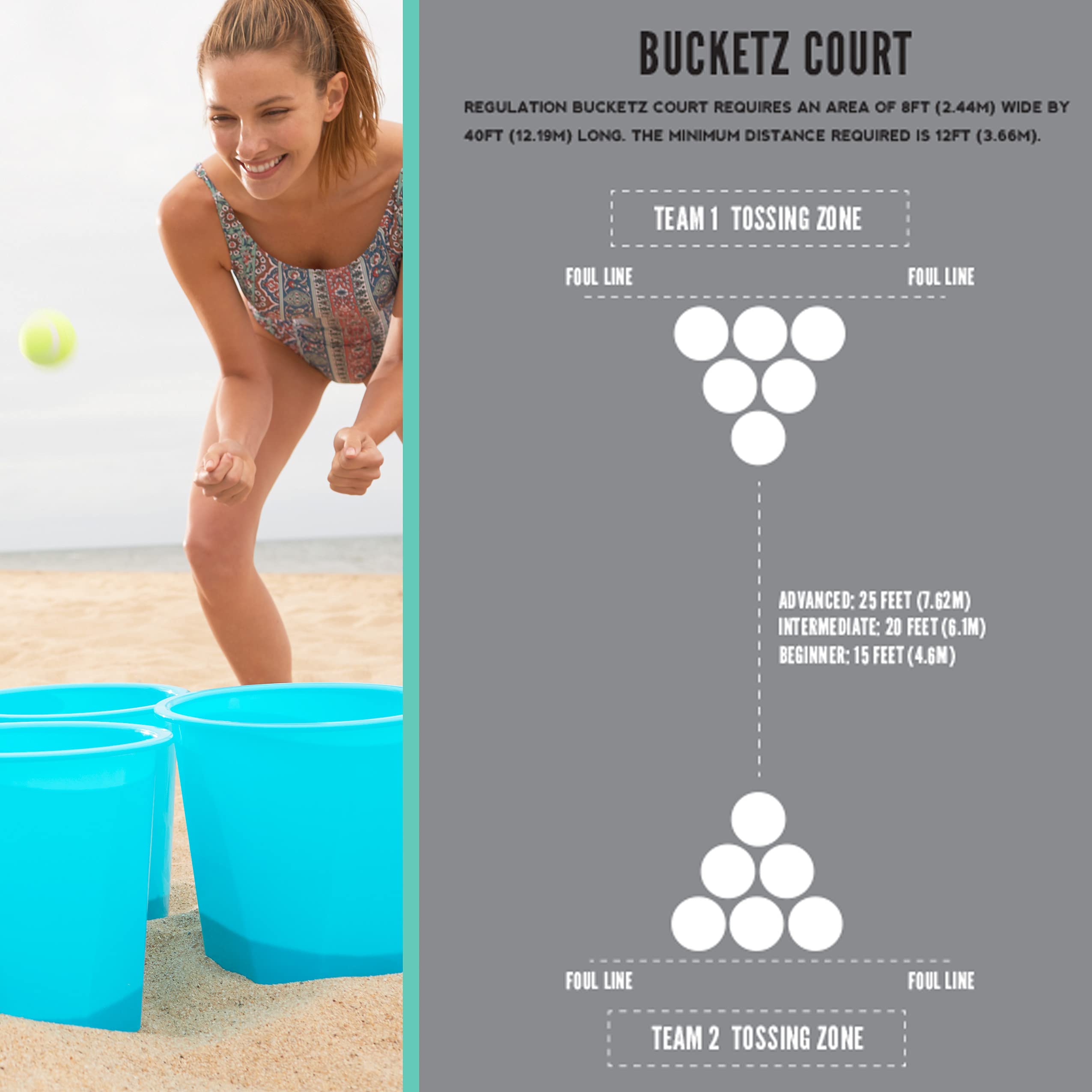 Franklin Sports Bucketz Pong Game β Perfect Tailgate Game and Beach Game β Pong Set Includes 12 Buckets, 3 Balls, and a Carry Case