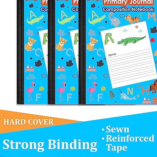 Primary Composition Notebook K-2, Primary Journal Grades K-2 ABC & Animal Print Cover, Pre K Primary Journal, 100 sheets/200 Pages Composition Book with Picture Space 9.75″ x 7.5″ (48 Pack, Blue)