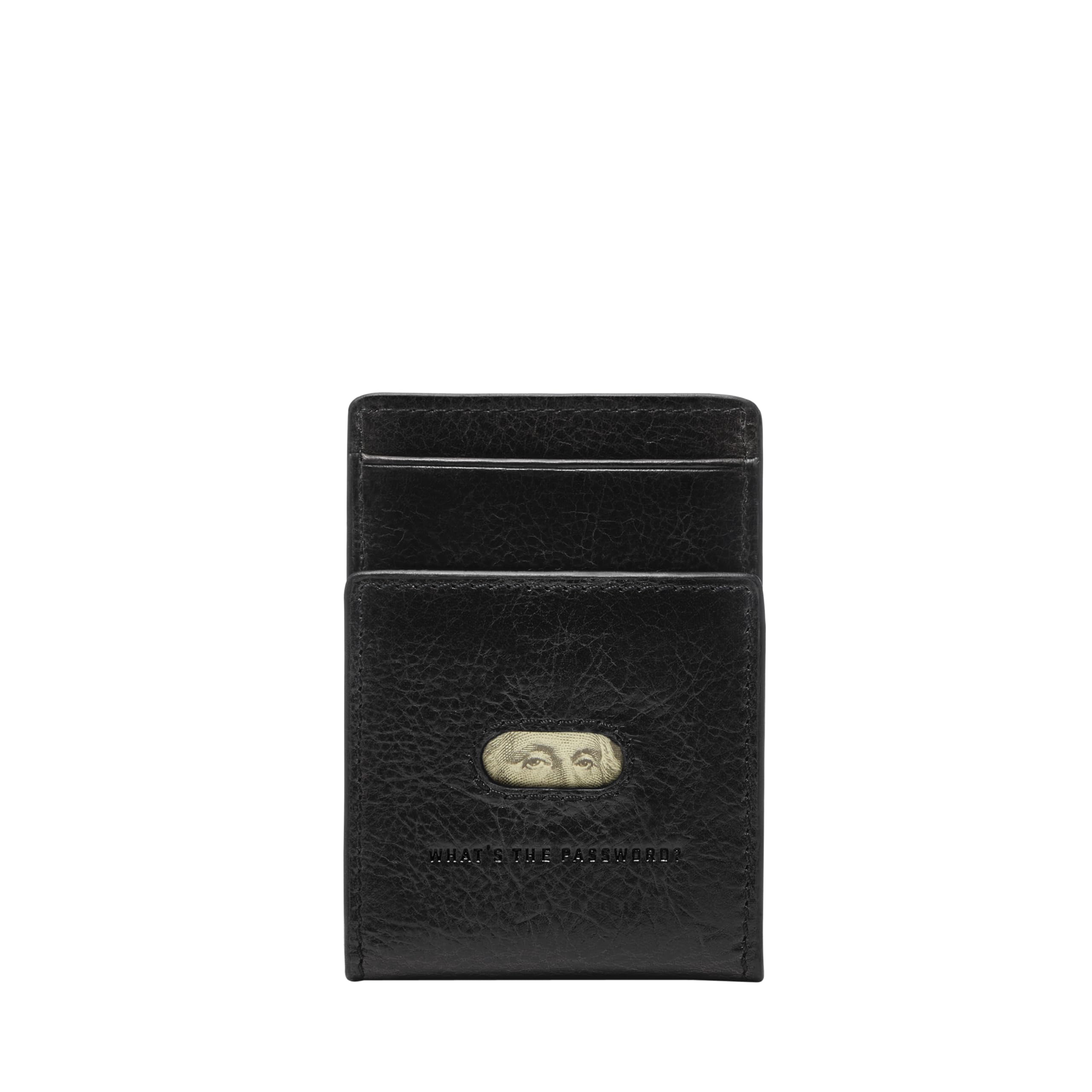Fossil Men's Neel Leather Magnetic Card Case with Money Clip Wallet, Black, (Model: ML3691001)