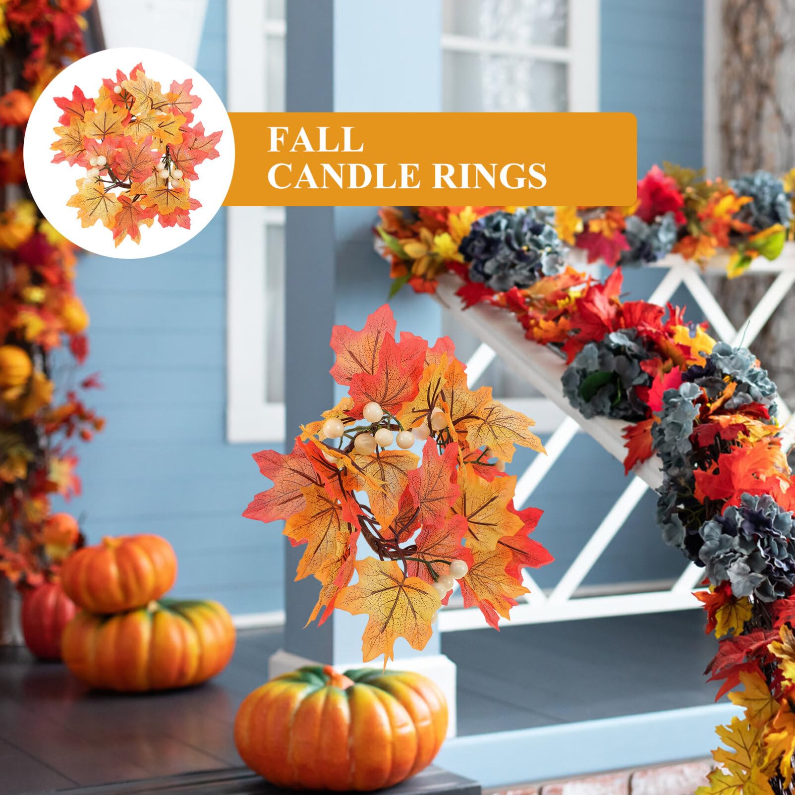 Thanksgiving Candle Wreath Fall Candle Rings Maple Leaf Candle Ring Sunflower Candle Ring Fall Harvest Thanksgiving Day Candle Wreath Autumn Candle Rings