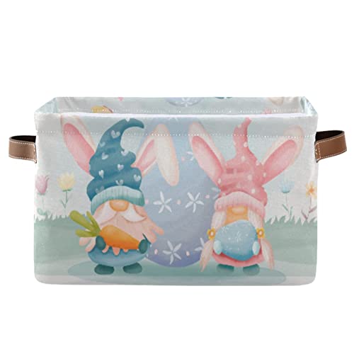senya Easter Basket, Easter Gnome Bunny Foldable Fabric Collapsible Storage Bins Organizer Bag for Storage Clothes