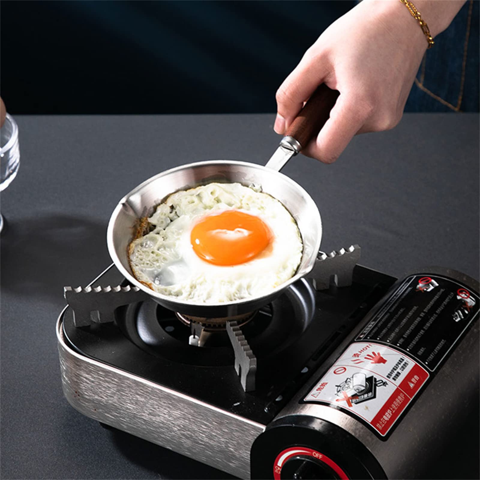 Stainless Steel Egg Frying Pan Mini Frying Pan 4.7" Skillet Heat Resistant Non Stick Pot