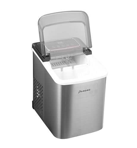 Panana Smart Countertop Ice Makers,Automatic Clean,Portable Ice Maker 9 Cubes Ready in 7-10min,26lbs/24H,for Home Kitchen Party Camping,Silver