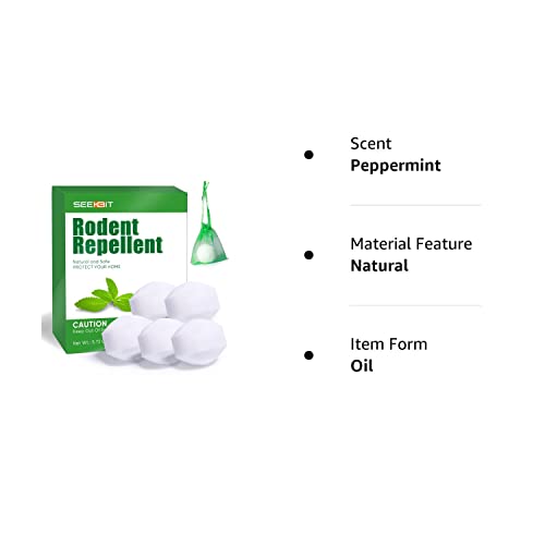 SEEKBIT 5 Pack Rodent Repellent Peppermint Oil to Repels Mice and Rats Squirrel and Other Rodents for Home Garages RV Closets Trucks Car Engines, Mouse Deterrent for Keep Mice Out