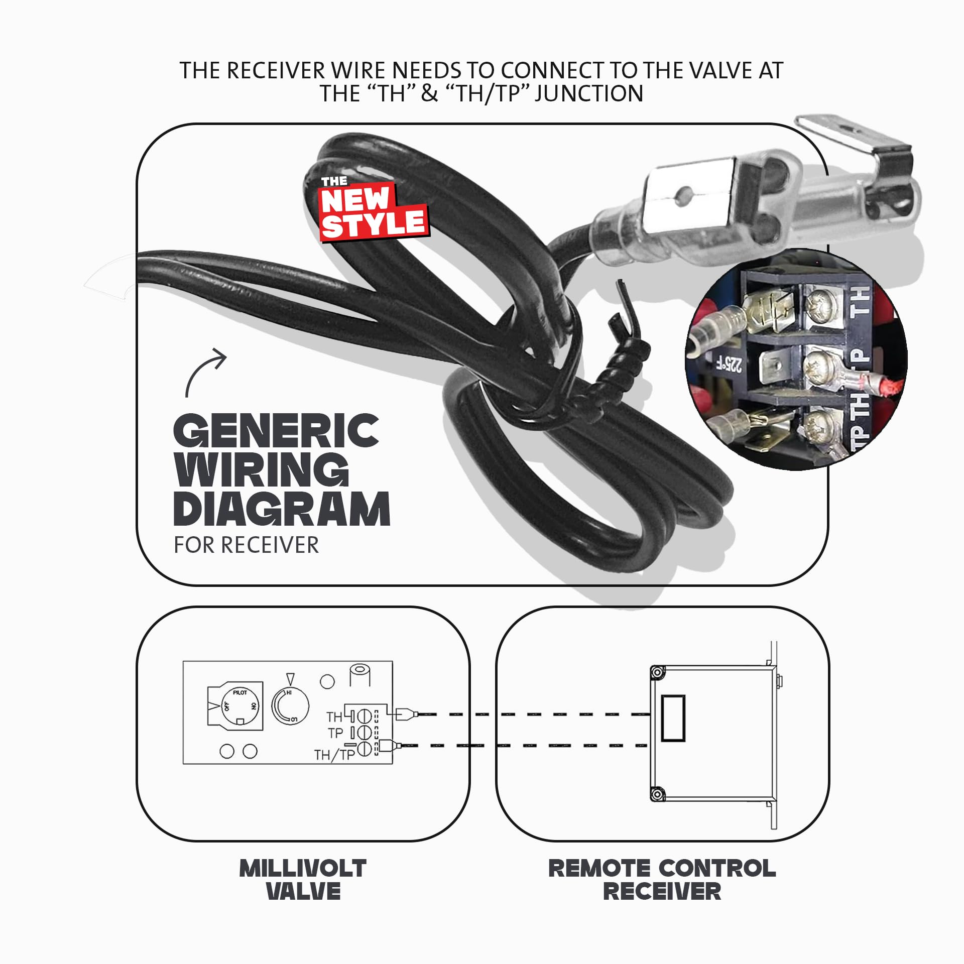 The-new-style Gas Fireplace Remote Control Kit,Thermostatic On/Off Remote Control Set for Millivolt Valve System, Compatible with Ambient,Majestic,Skytech,Vermont Fireplace,Fire Pit,Stove and More