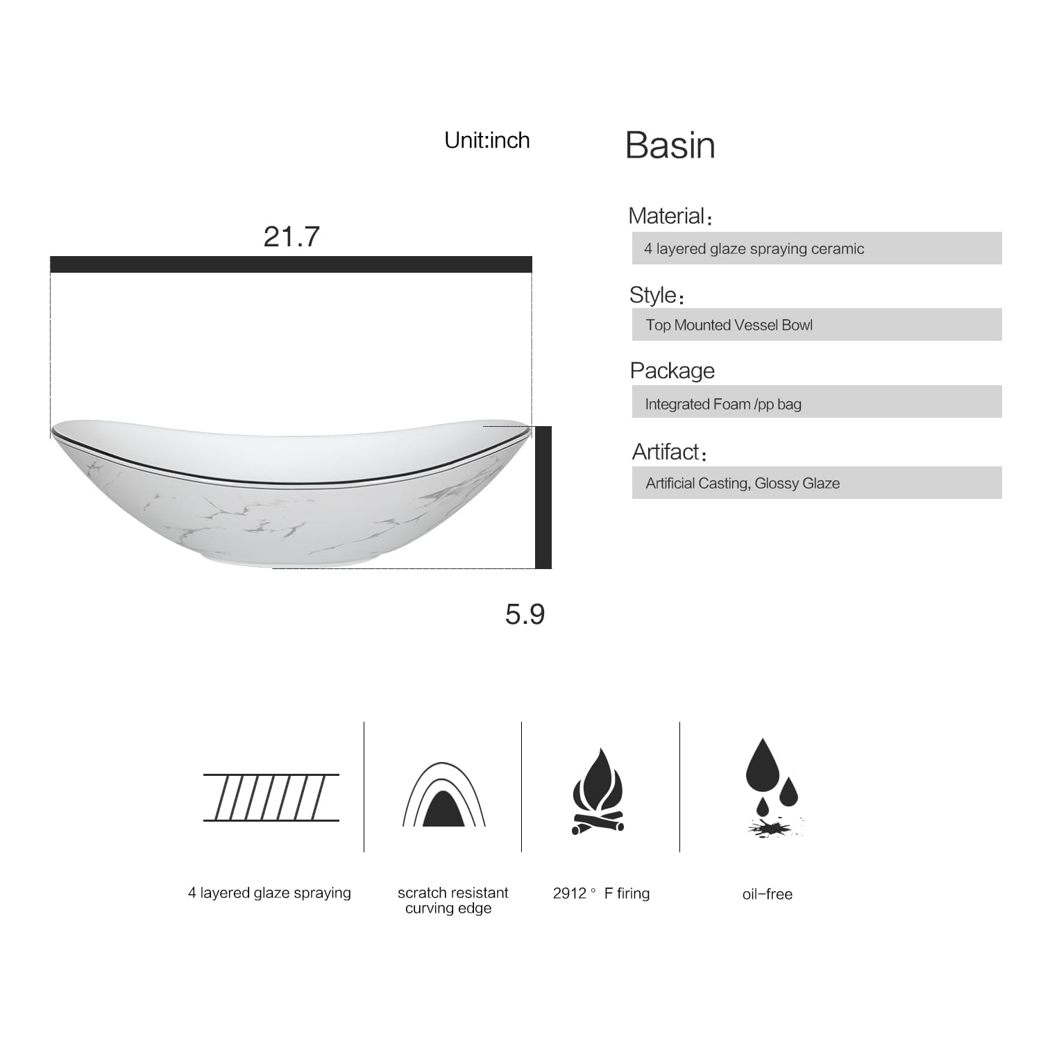 Puluomis 32 Inch Traditional Bathroom Vanity Set in White Finish, Bathroom Vanity with Marble Texture Top and 4 Drawers, Boat Marble Ceramic Sink Top with Single Faucet Hole