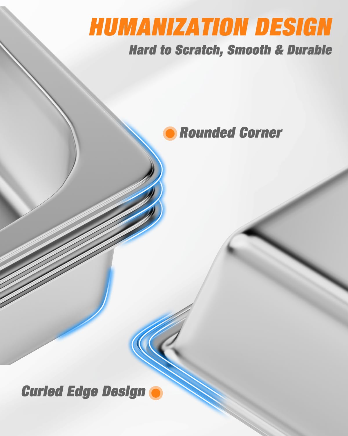 SVKLHY 304 Stainless Steel 1/2 Size Hotel Pans: 6 Pack 2.5 Inch Deep [Anti-Jam][Super Thicken] Steam Table Pan Commercial Hotel Pan for Restaurant Catering Party