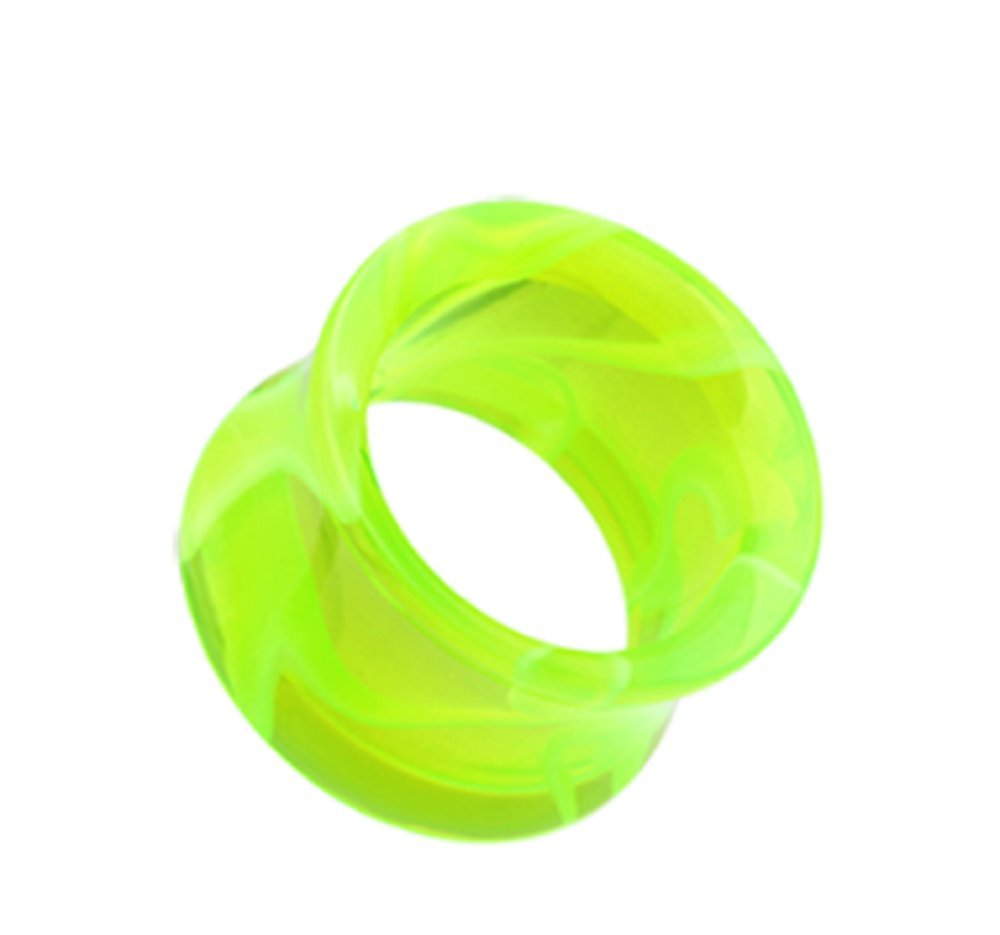 Freedom Fashion Marble Swirl Acrylic Double Flared Ear Gauge Tunnel Plug (Sold by Pair) (7/16", Green)