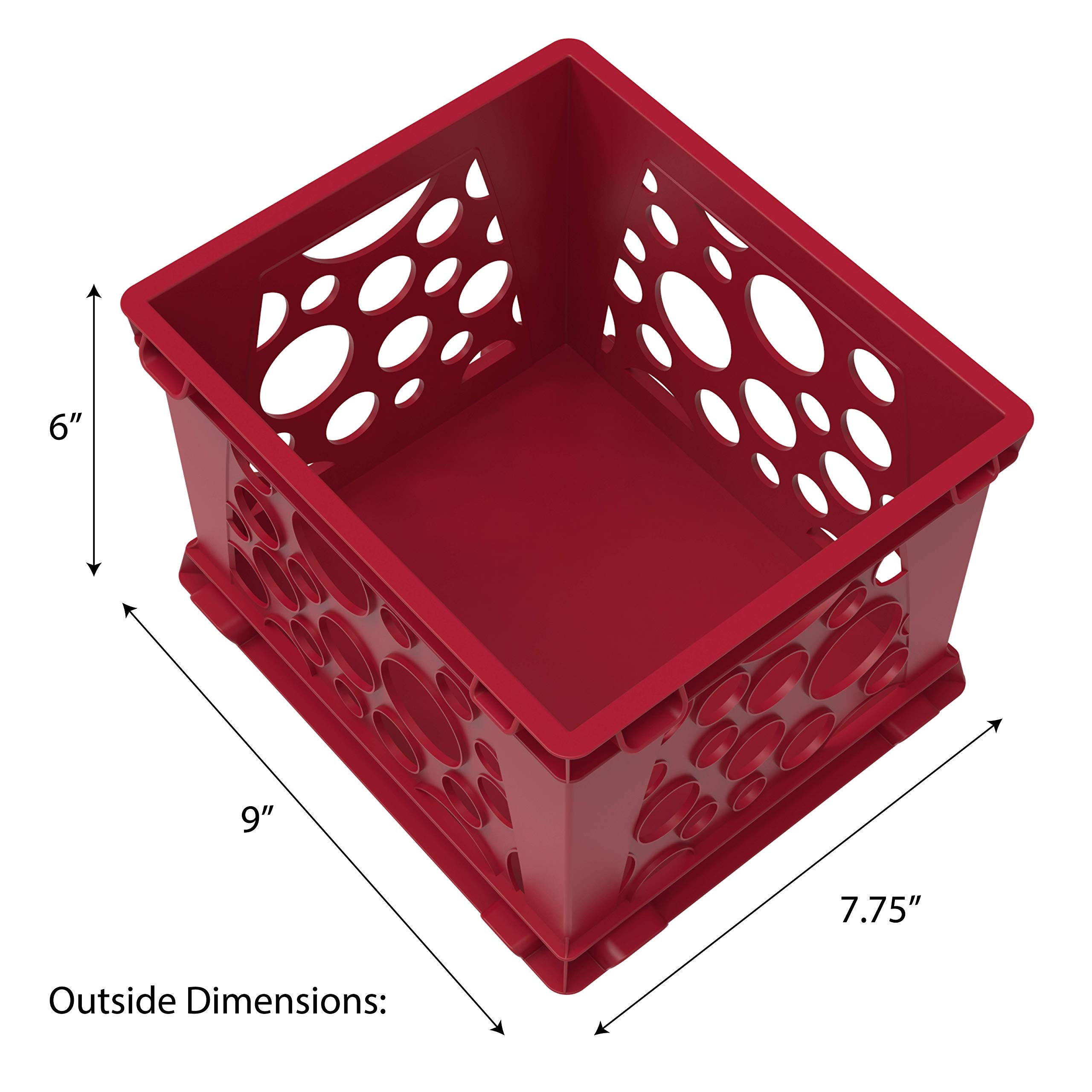 Storex Mini Crates β Stackable Small Storage Crates for Desktop Organization, 9 x 7.75 x 6 inches, School Red, 12-Pack (61593U12S)