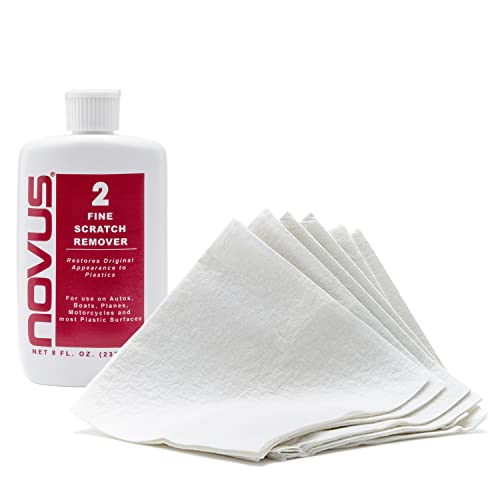 NOVUS Plastic Polish with 6ct Polish Mates Pack | Fine Scratch Remover #2 | 8 Ounce Bottle