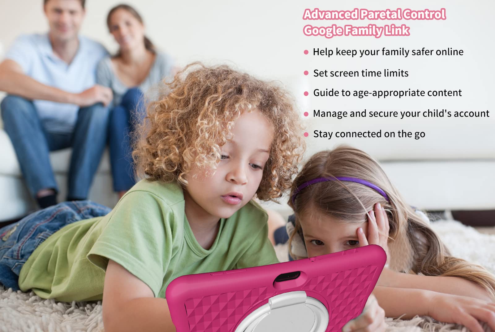 NOBKLEN 10 Inch Kids Android Tablet, Wi-Fi 6, 8000mAh Battery & Parental Control - 2024 Release with Teacher-Approved Apps, and Silicone Shockproof Case for Kids Ages 3-12