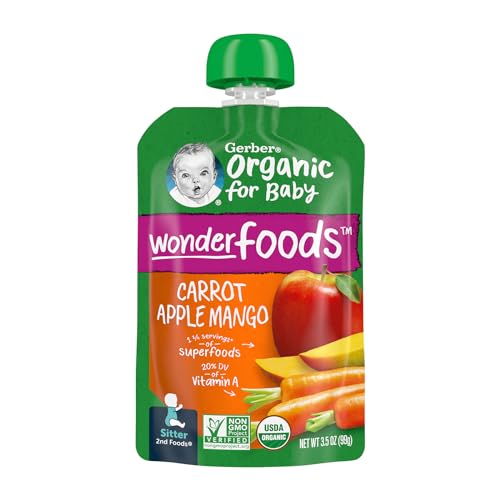Gerber Organic WonderFoods Carrot Apple Mango Baby Food, 3.5 Oz