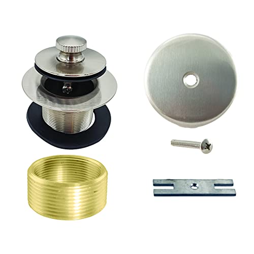 Westbrass D941K-07 1-3/8" Fine Thread Twist & Close Bathtub Drain Trim with One-Hole Overlfow Faceplate, Satin Nickel