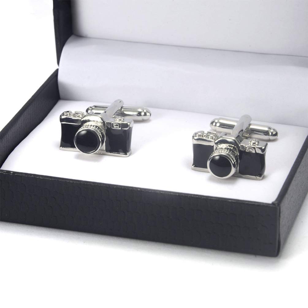 generic 1 Pair Camera Cufflinks Men Photographer Personality Cuff Studs Buttons with Gift Box Father Dad for Wedding Business Special Occasions, as shown, 1.9x1.1cm, PQS093214F1