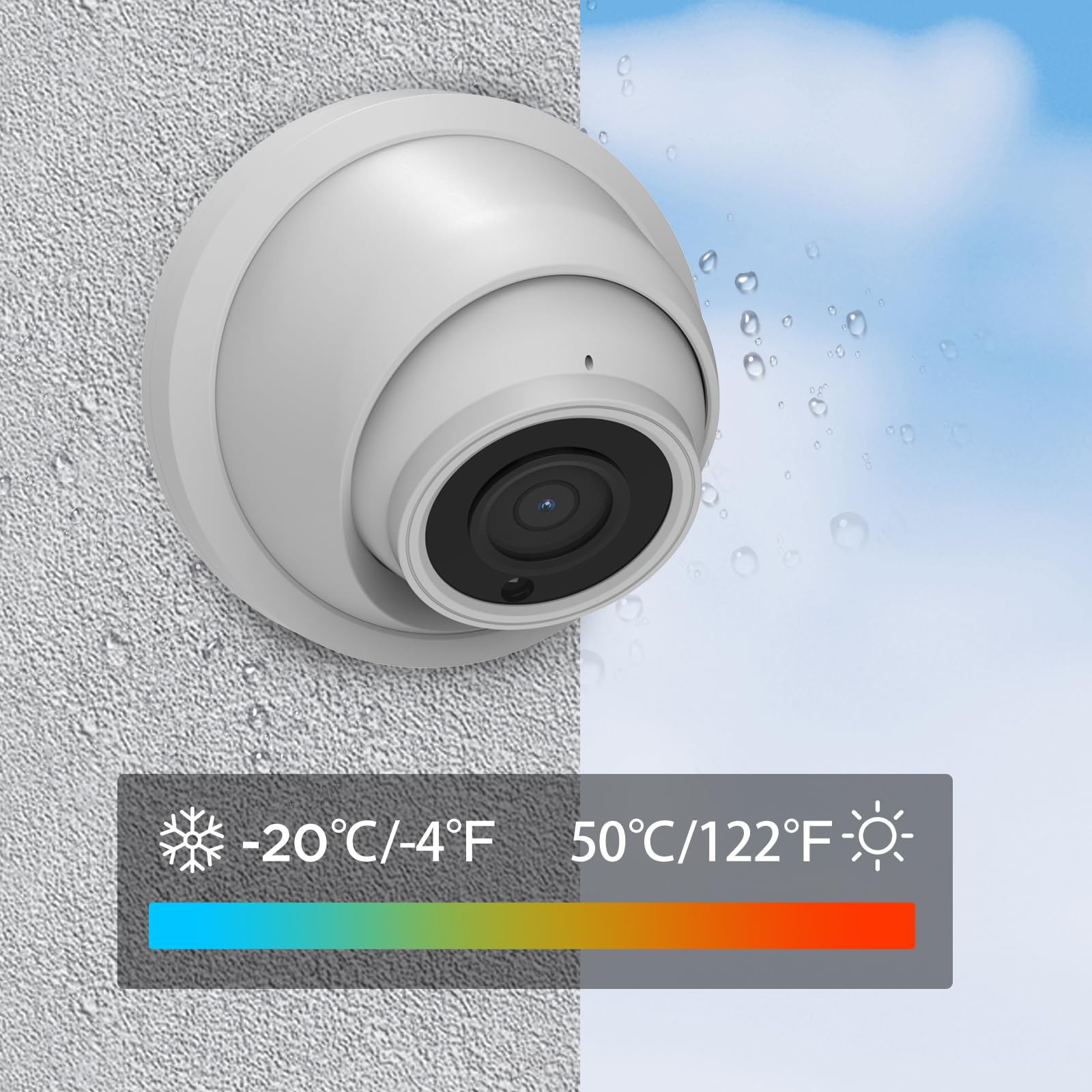 PANOOB PoE Camera Outdoor/Indoor, Home UltraHD 4MP Wired Dome Surveillance Security IP Camera, 2.8mm Lens 110°Wide Angle, Built-in Microphone, IP67 Weatherproof, 100Ft IR Night Vision, PD93A-4M