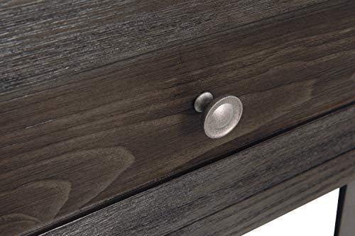 Signature Design by Ashley Todoe Industrial Square End Table with 1 Drawer, 2 Outlets and 2 USB Charging Ports, Dark Gray with Weathered Pine Finish