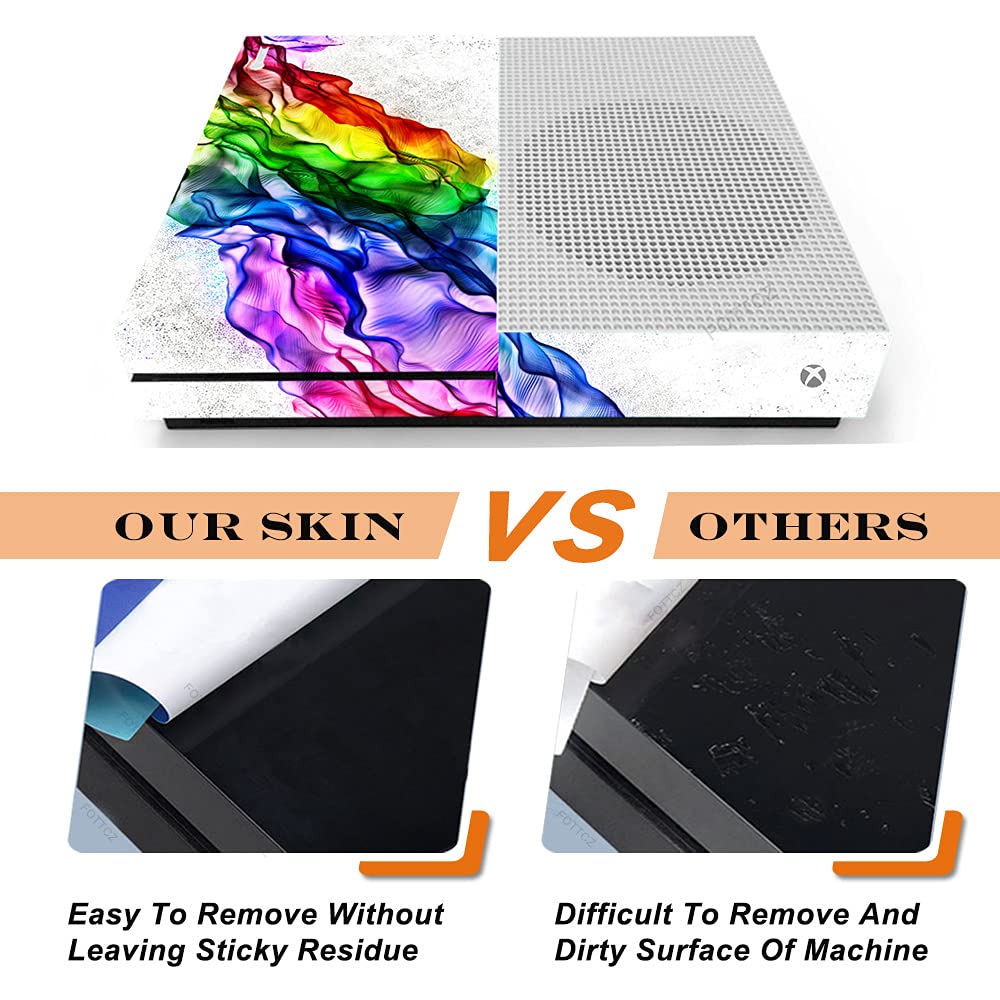 FOTTCZ Whole Body Vinyl Skin Sticker Decal Cover for Microsoft Xbox One Slim Console Rainbow Ink