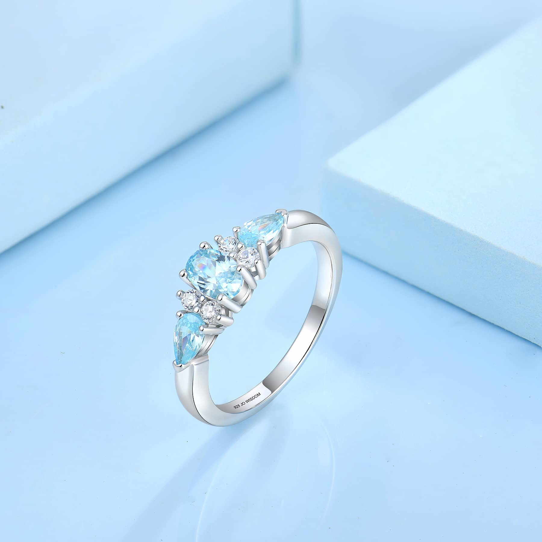 JO WISDOM Women Ring,925 Sterling Silver Engagement Wedding Anniversary Promise Ring with 5A Cubic Zirconia ring size7