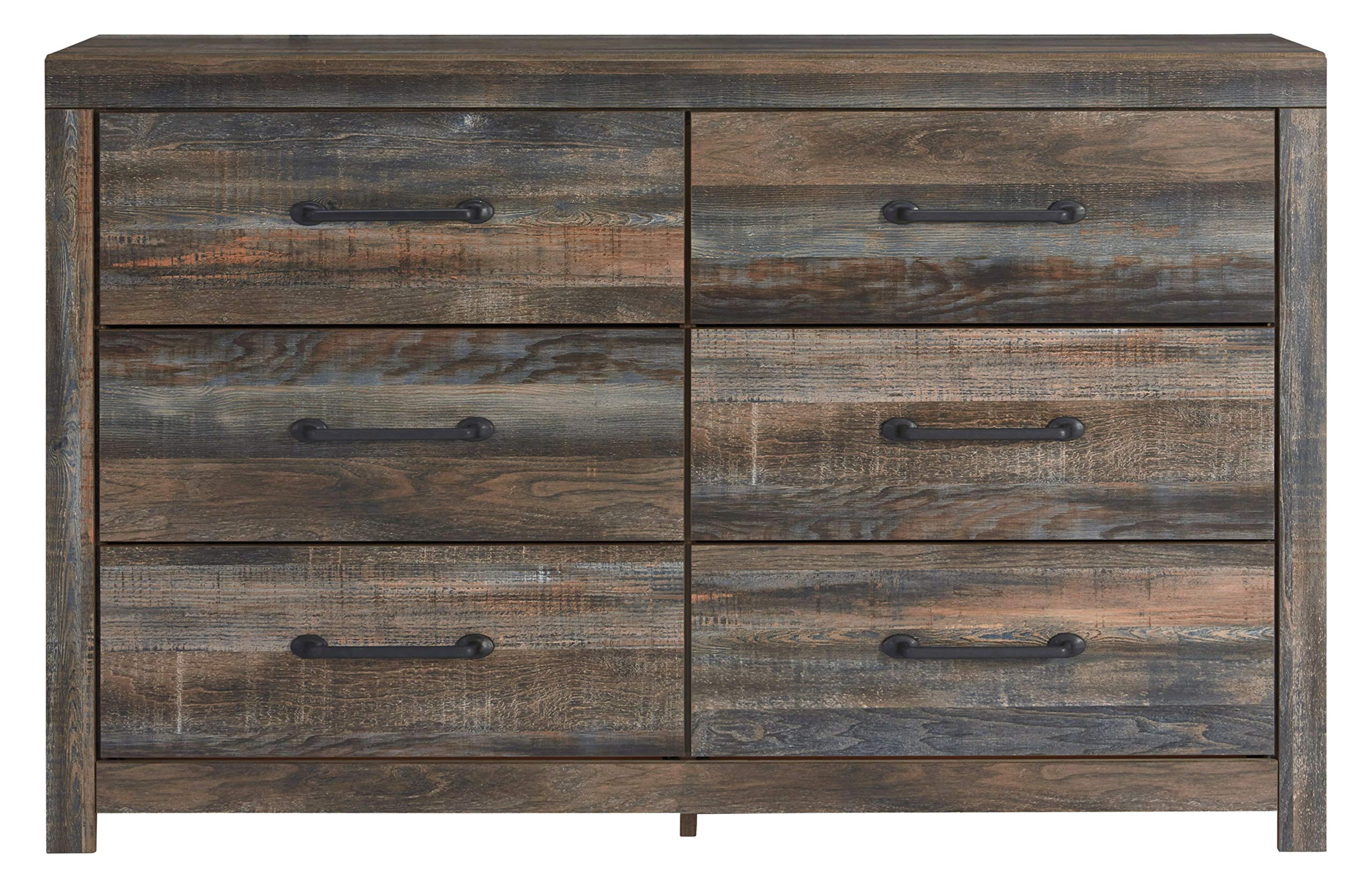Signature Design by Ashley Drystan Rustic Industrial 6 Drawer Dresser, Weatherworn Brown