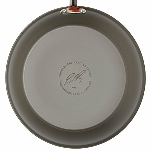 Rachael Ray Brights Hard-Anodized Aluminum Nonstick Cookware Set with Glass Lids, 10-Piece Pot and Pan Set, Gray with Orange Handles