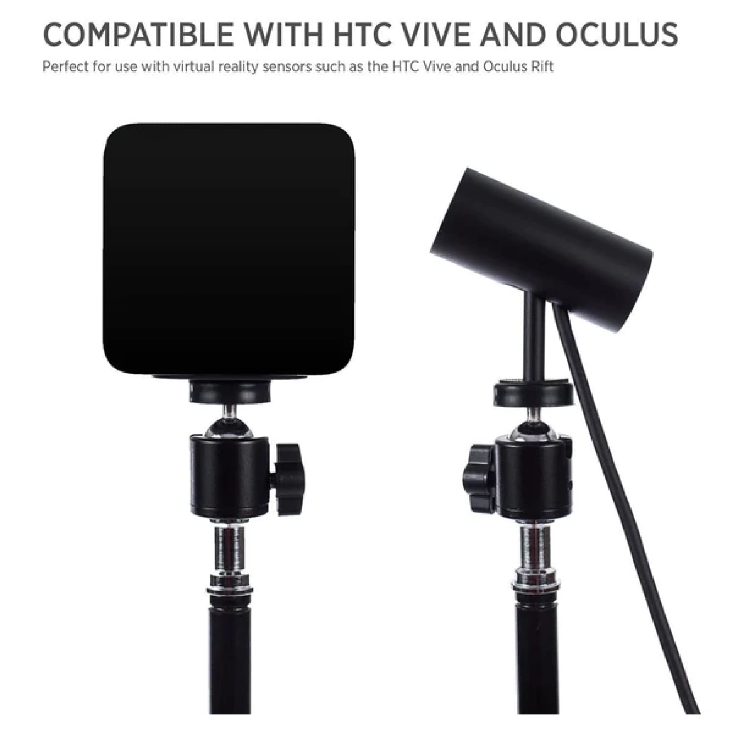 Fovitec 2 - 7'6" Tripod Stands for HTC VR/Vive Mount Base Stations - Includes Articulating Ball Heads and Carrying Bag