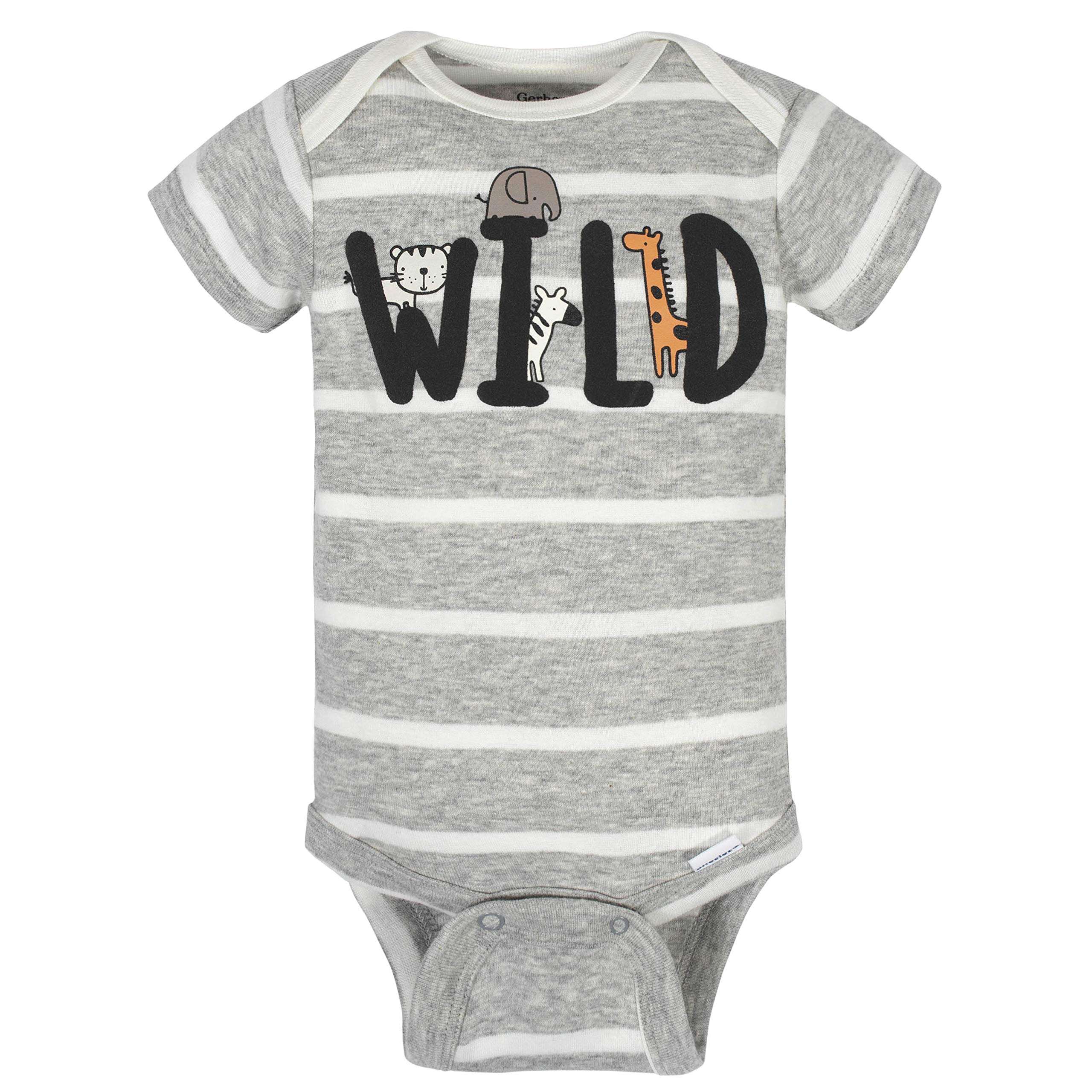 Gerber Baby Boy's 8-Pack Short Sleeve Onesies Bodysuits, Jungle Blue, 3-6 Months