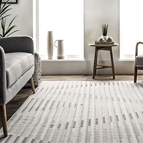 nuLOOM Azzie Modern Zig Zag Machine Washable Area Rug, 8x10, Beige