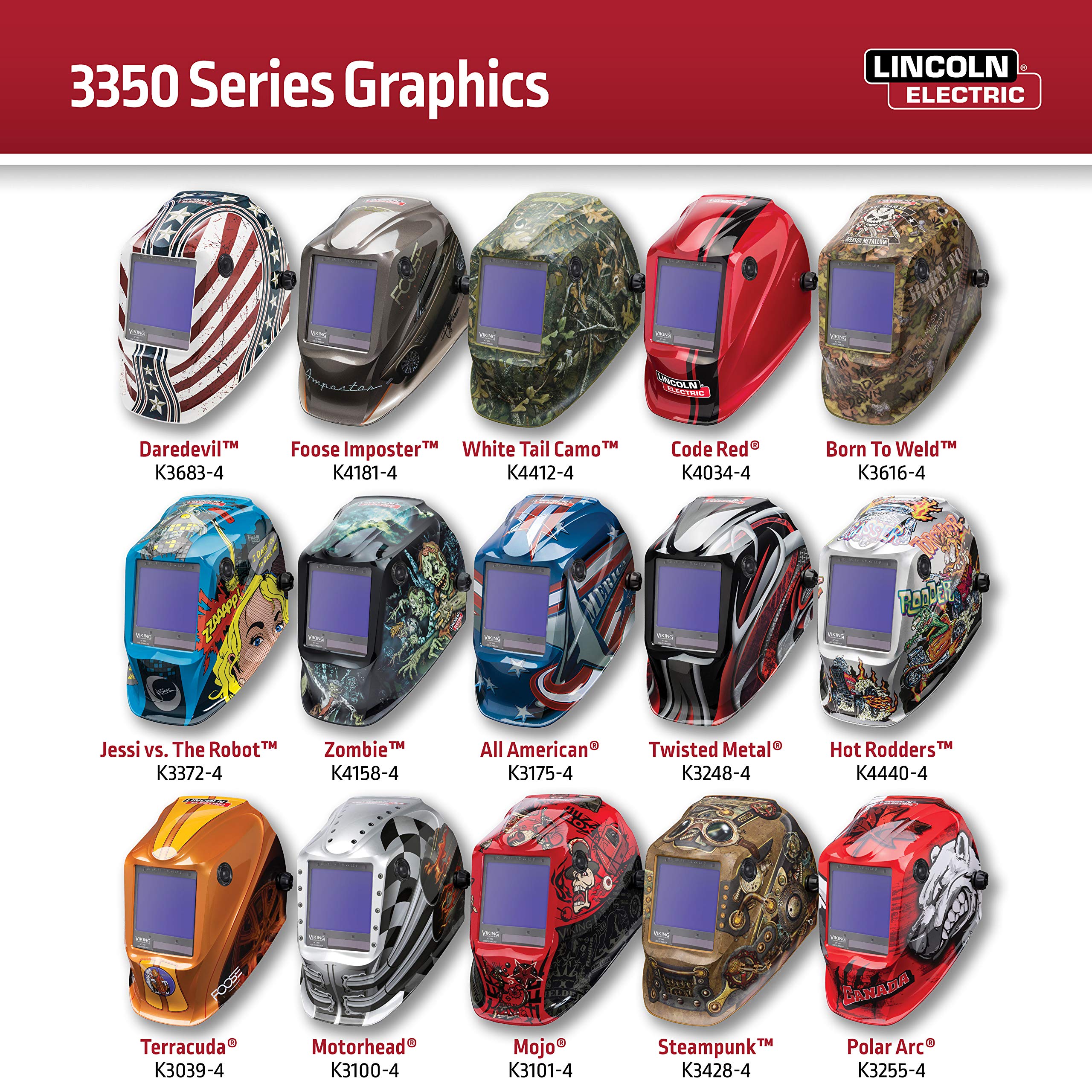 Lincoln Electric K3034-4 VIKING 3350 Auto Darkening Welding Helmet with 4C Lens Technology, Matte Black, extra large