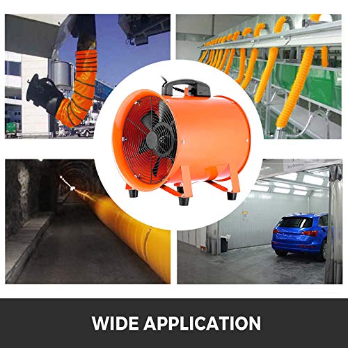 OrangeA Utility Blower Fan 12 Inch 0.7HP 2295 CFM 3300 RPM Portable Ventilator High Velocity Multifunctional Ventilator Fume Extractor (12 Inch)