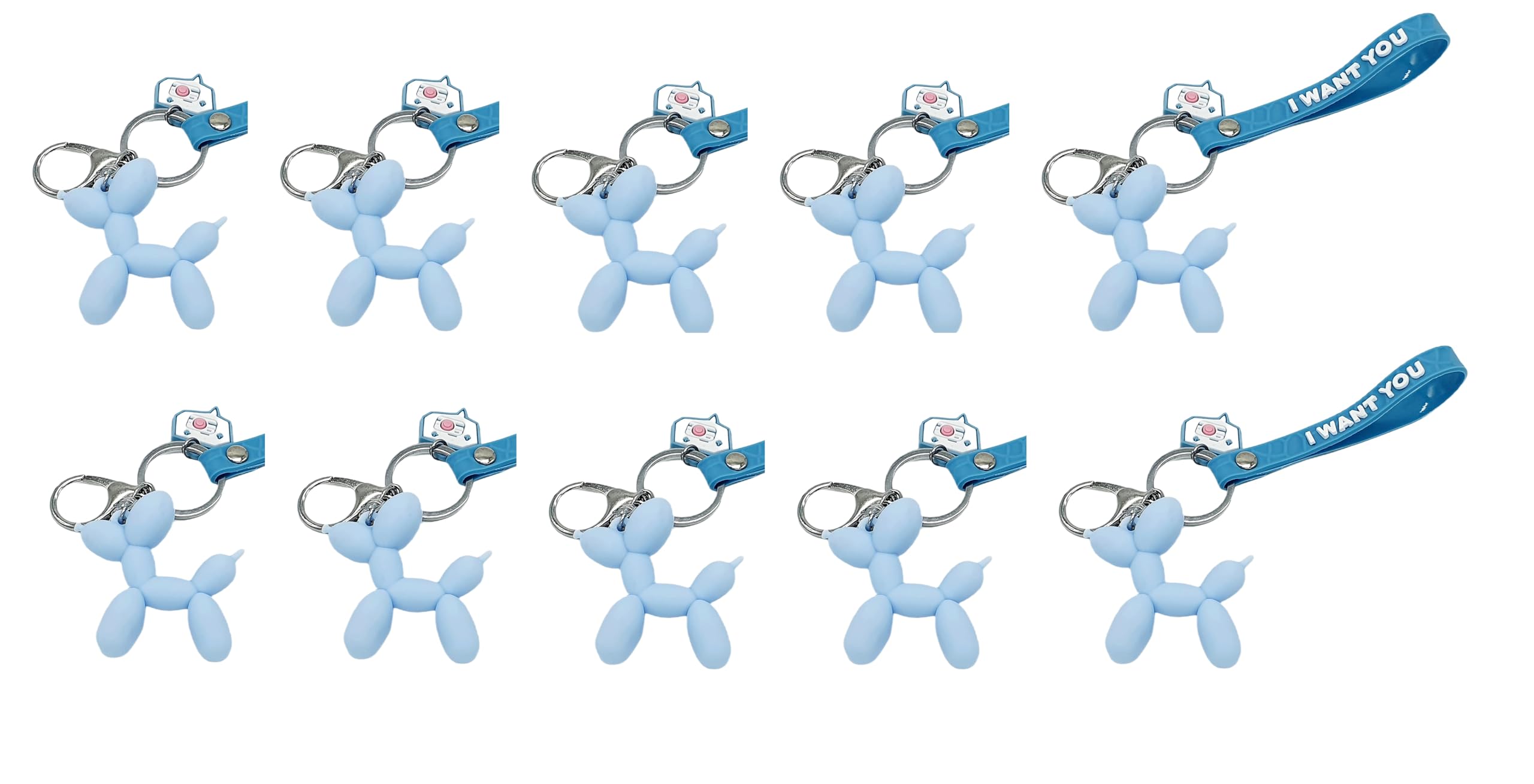 Generic Cute Dog Keychain Balloon Dog Style Keyring soft Silicon Animal Keyhook Lovely Puppy Key Holder (Sky-blue)
