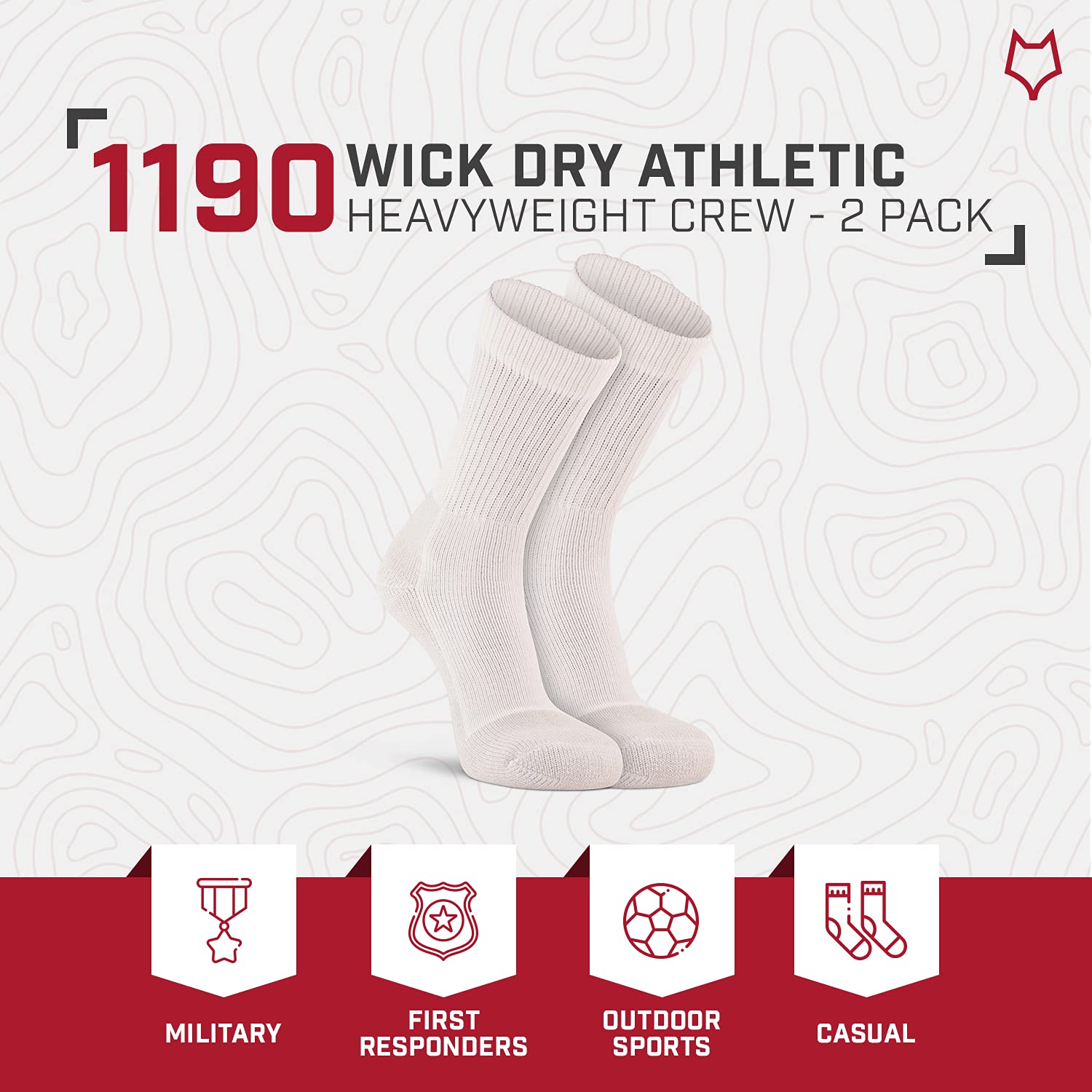 Fox River Men's Wick Dry® Athletic Crew - 2-Pk, White, Medium