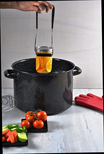Mirro Traditional Vintage Style Black Speckled Enamel on Steel Stock Pot with Lid, 33 Quart, (MIR-10708)