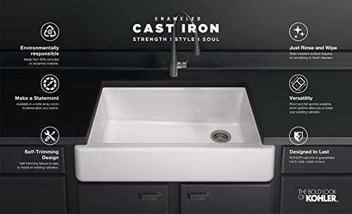 Kohler K-8395-ST Whitehaven Bottom Basin Rack for 24" Apron-Front Sink, L 17 5/16" X W 14 1/2" X H 1 1/4", Stainless Steel