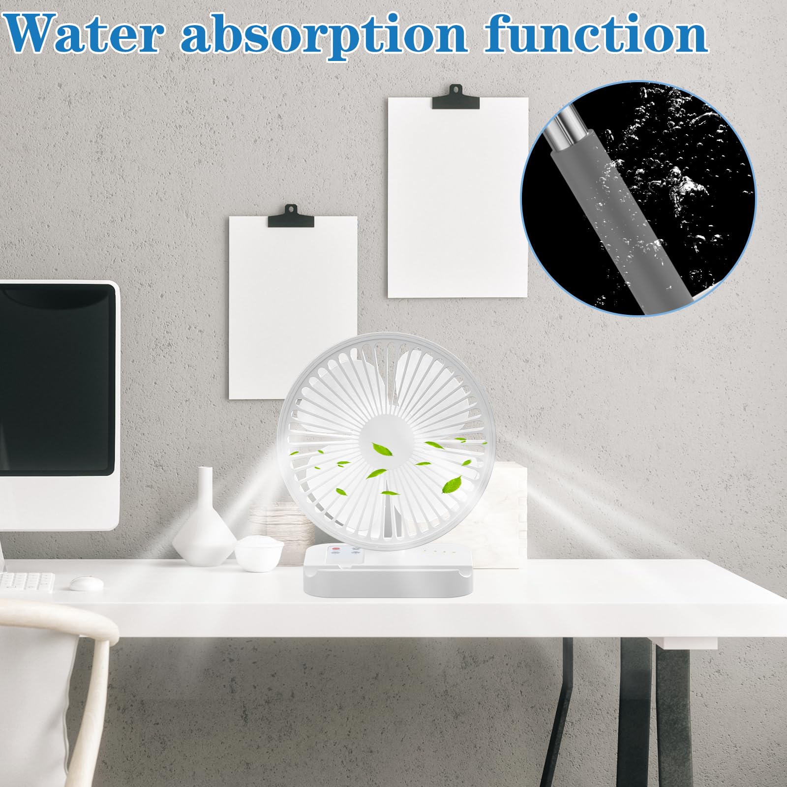 Portable fan rechar geable USB Standing Fan Foldable Desk Fan Wireless Use Rechargeable Battery Remote Control 4 Speed Quiet Timertelescopic Fan for office Home Kitchen Outdoor Camping (white)