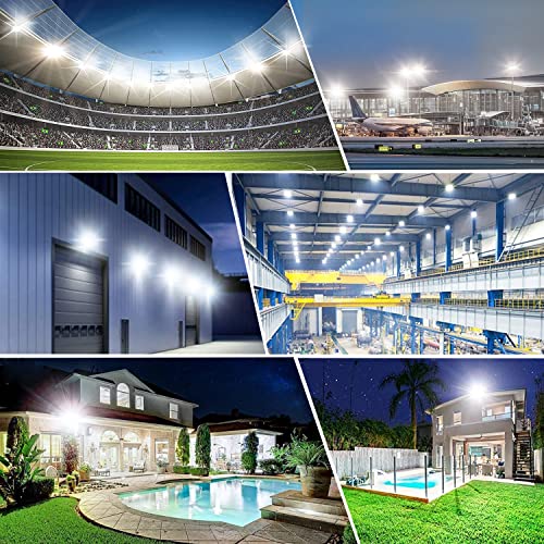 LHOTSE 2 Pack 50W LED Flood Light Outdoor,7000 Lumens LED Work Light with Plug,IP65 Waterproof Outdoor Floodlights, 6500K Daylight White Super Bright Security Light for Yard Garden Patio Playground