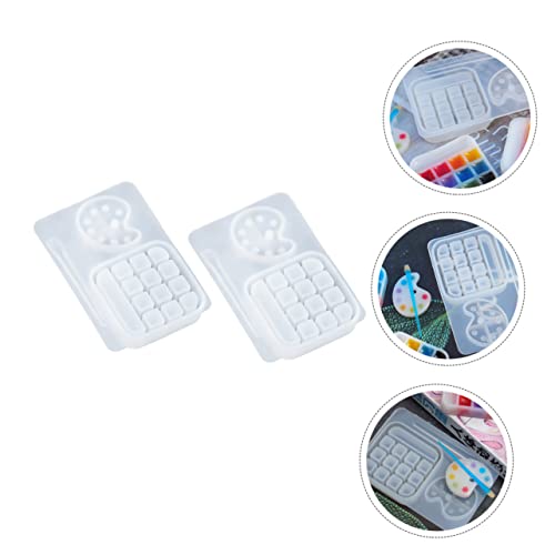 SEWACC Resin Molds 6 Pcs Palette Stencil Resin Tray Eyeshadow Pallet Crystal Mold Paint Resin Eyeshadow Pallets Silicone Mold for DIY Paint Tray Box Mold DIY Accessories Clay