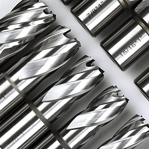 OSCARBIDE Annular Cutter Set 13pcs 3/4"Weldon Shank 1"Cutting Depth and 7/16 to 1-1/16 inch Cutting Diameter Mag Drill Bits for Magnetic Drill Press with 2 pcs Pilot Pins