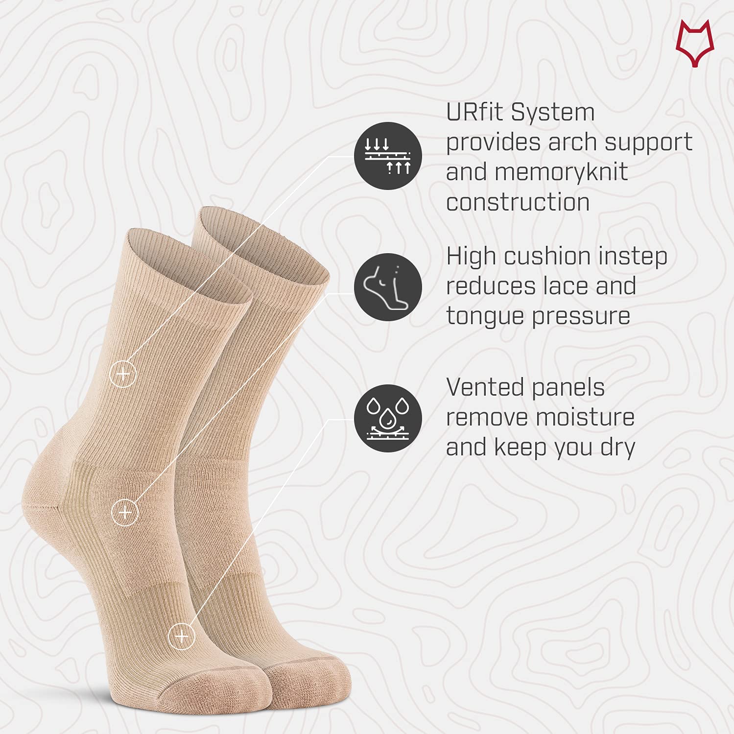Fox River Wick Dry Walker Women’s Athletic Crew Socks, Khaki, Medium,1578