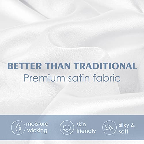 Silk Satin Body Pillow Pillowcase, Silky 20''x54'' Body Long Pillow case for Pregnant Women and Family, Hidden Zipper Closure, White, 1 Pack
