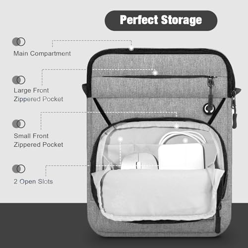 MoKo 9-11 Inch Tablet Sleeve Bag, Fits New iPad Air/Pro 11 inch 2024,iPad Air 5/4th 10.9,iPad 9/8/7th 10.2,iPad 10th Gen 10.9,Tab S9 11,Multifunctional Bag with Shoulder and Headphone Port, Light Gray