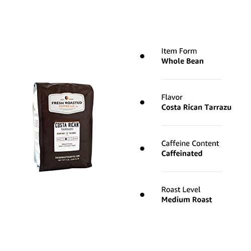 Fresh Roasted Coffee, Costa Rican Tarrazu, 5 lb (80 oz), Medium Roast, Kosher, Whole Bean