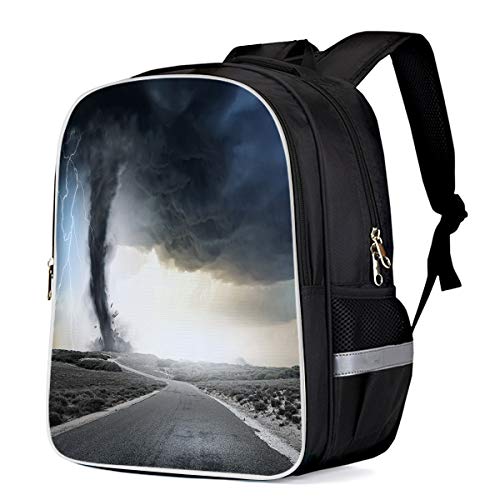 Prime Leader Unisex Durable School Backpack- Tornado with Lightning, Lightweight Oxford Fabric School Bags with Reflective Strip Daypack Laptop Bags