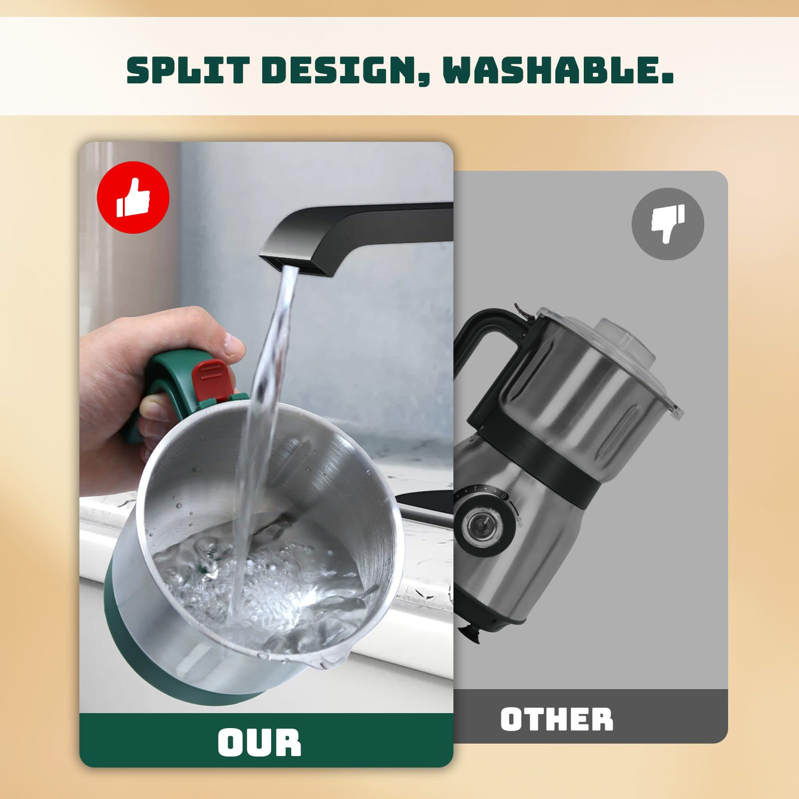 Spice and Nut Grinder, Electric Spice Grinders, Espresso Grinder with 3 Stainless Steel Blades, 1 Filter and 1 Brush,500W Wet & Dry Grinder for kitchen.(Green)