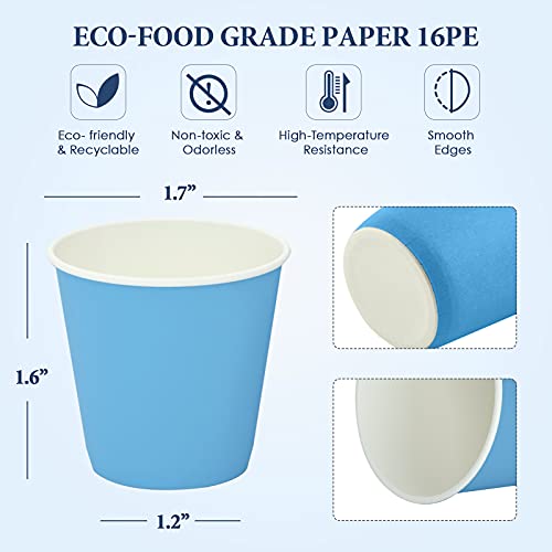 Turbo Bee 300Pack 3oz Disposable Paper Cups,Hot/Cold Beverage Drinking Cup,Small Blue Paper Cups for Bathroom and Mouthwash…