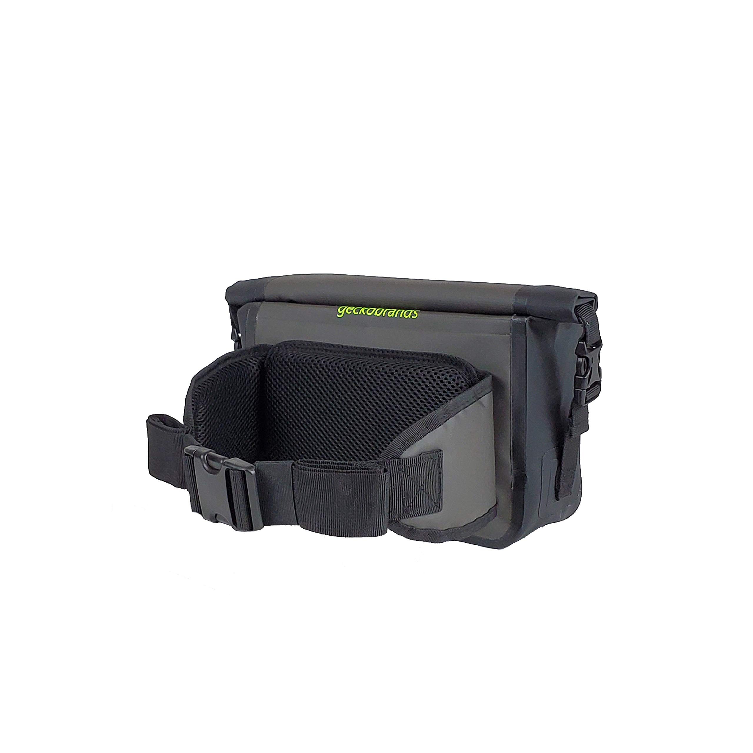 geckobrands Waterproof Tarpaulin Dry Bag Waist Pouch, Black/Neon Green