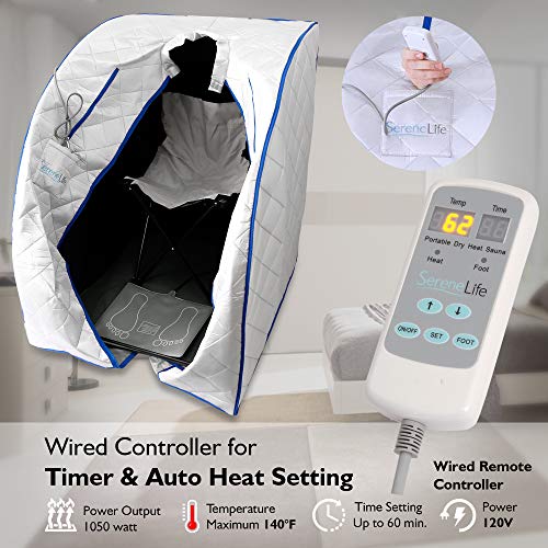 SereneLife Portable Infrared Home Spa- One Person Sauna, Heating Foot Pad and Chair